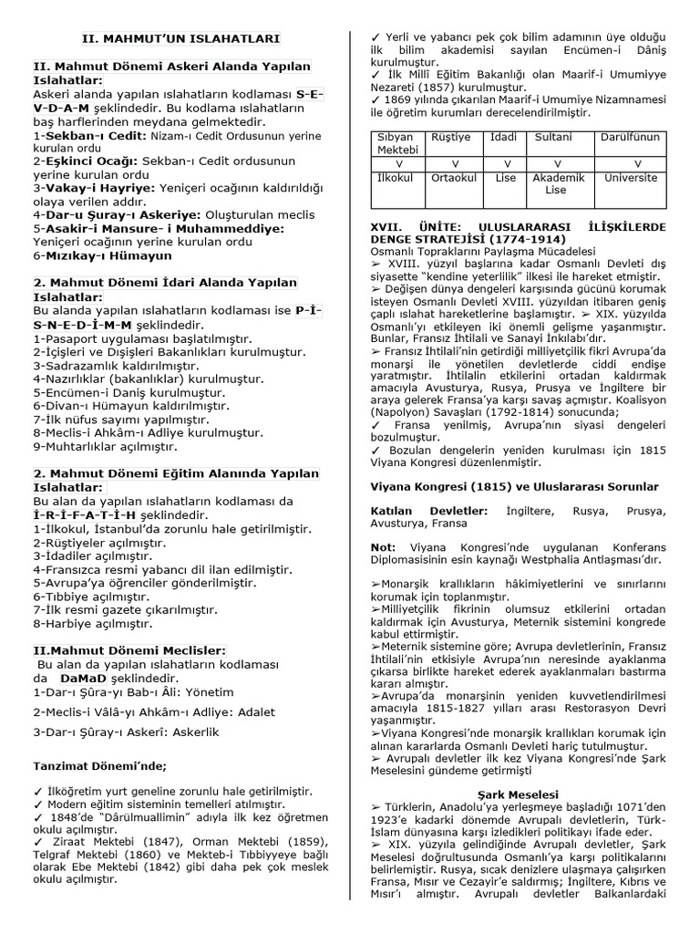 Siniflar 2. Dönem Tari̇h Notu | PDF