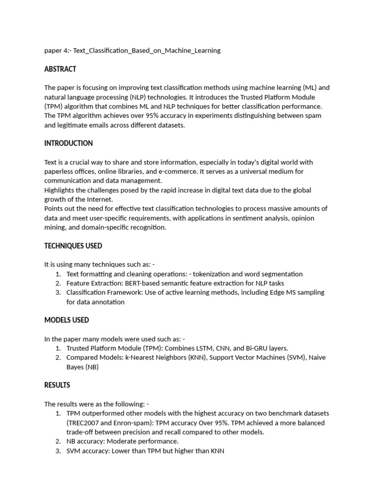 Paper 4 - Text - Classification - Based - On - Machine - Learning | PDF ...
