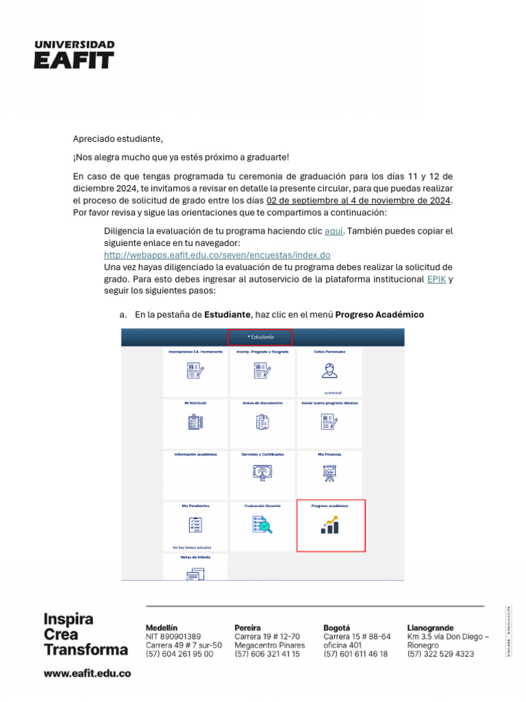 Circular Grado Posgrado EAFIT | PDF