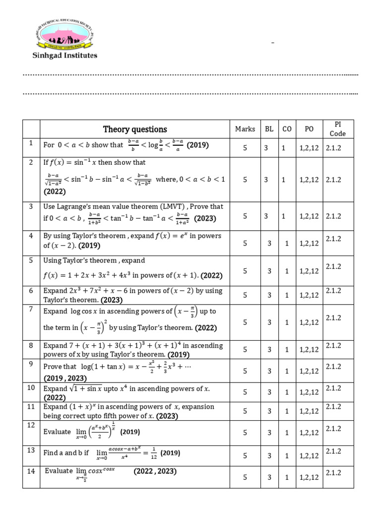 Engineering Mathematics-I Question Bank | PDF | Eigenvalues And Eigenvectors | Abstract Algebra