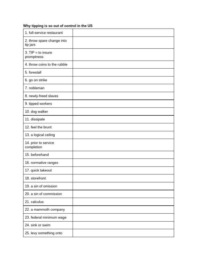 Why Tipping is So Out of Control in the US | PDF