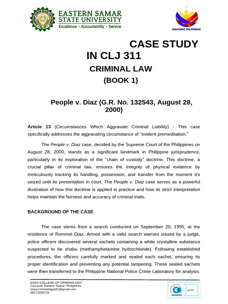 People v. Diaz: Chain of Custody Insights | PDF | Burden Of Proof (Law ...