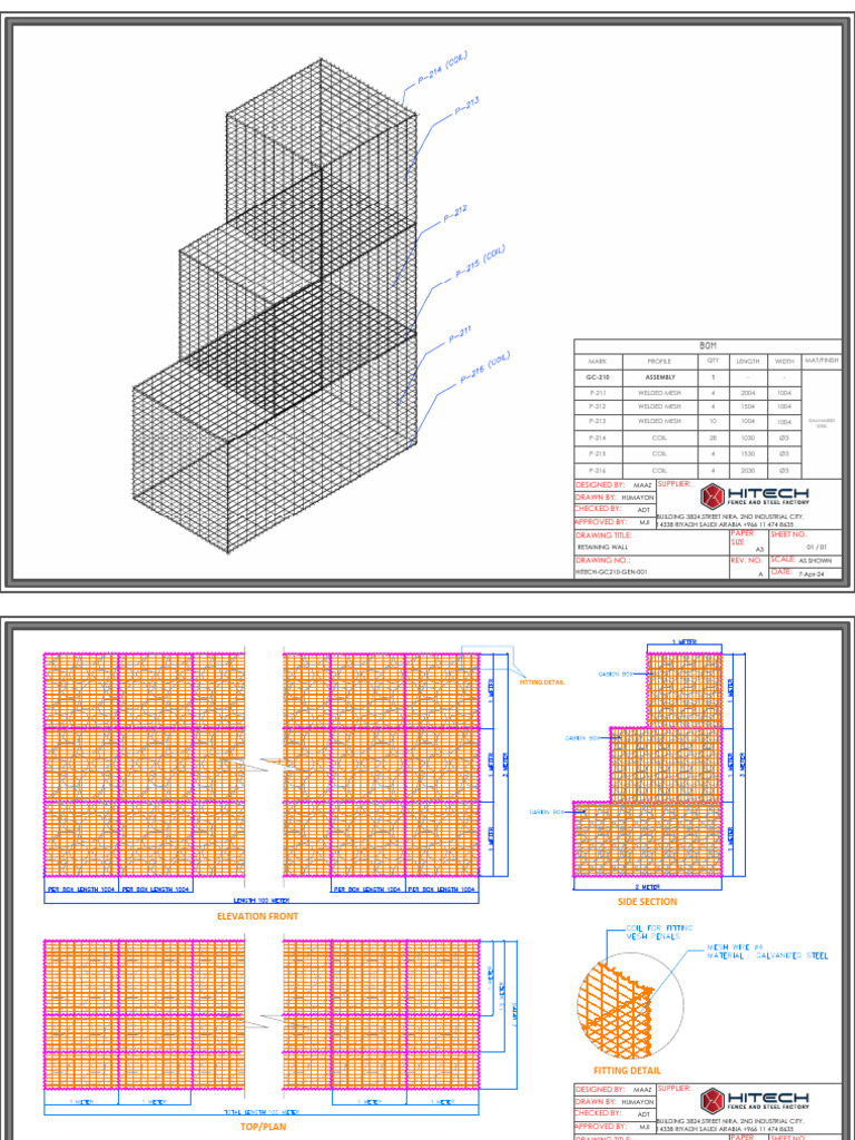 Retaining Wall 2D Drawing | PDF
