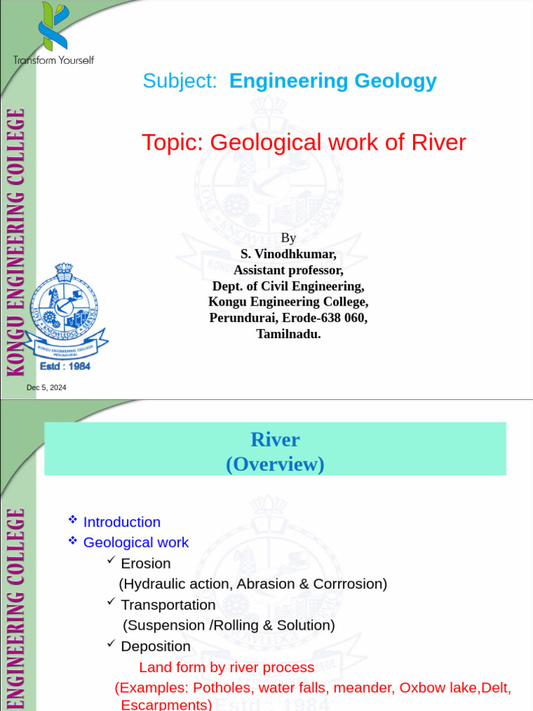 1.4 Geological Work of River 20.07.2020 | PDF | Erosion | Rock (Geology)