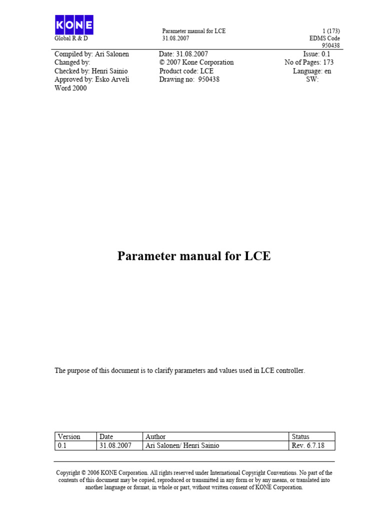 Parameters Lce | PDF | Elevator | Menu (Computing)