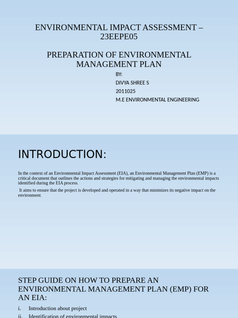 Eia Ppt 2 Pdf Environmental Impact Assessment Emergency Management