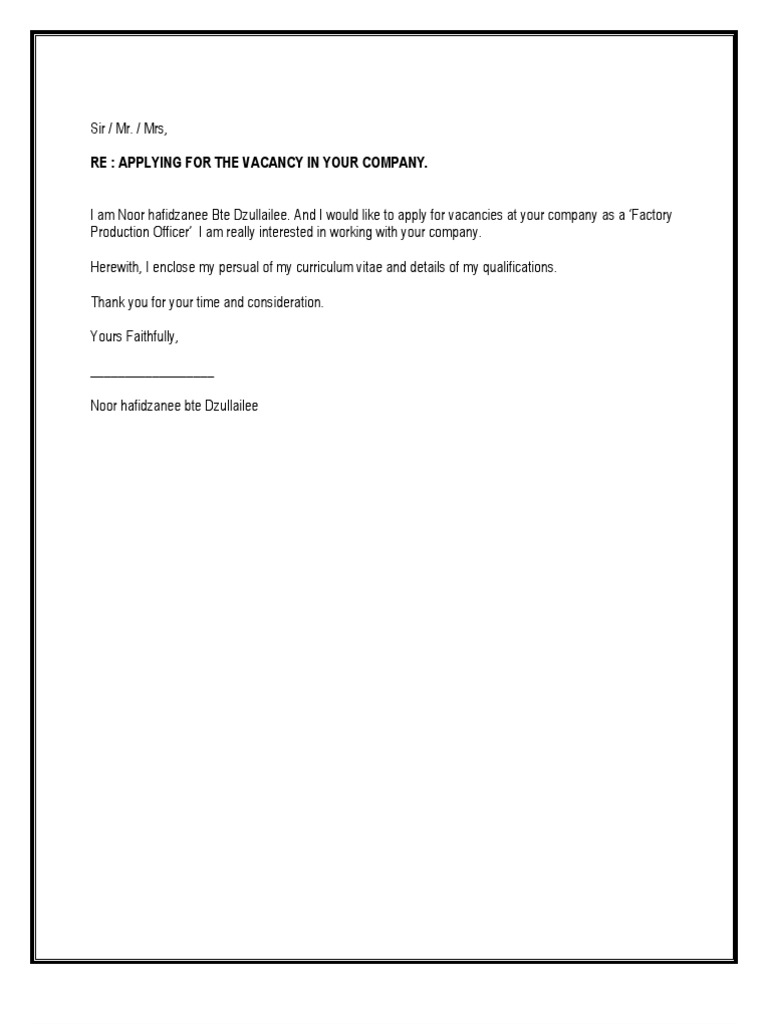 Application for Factory Production Officer | PDF