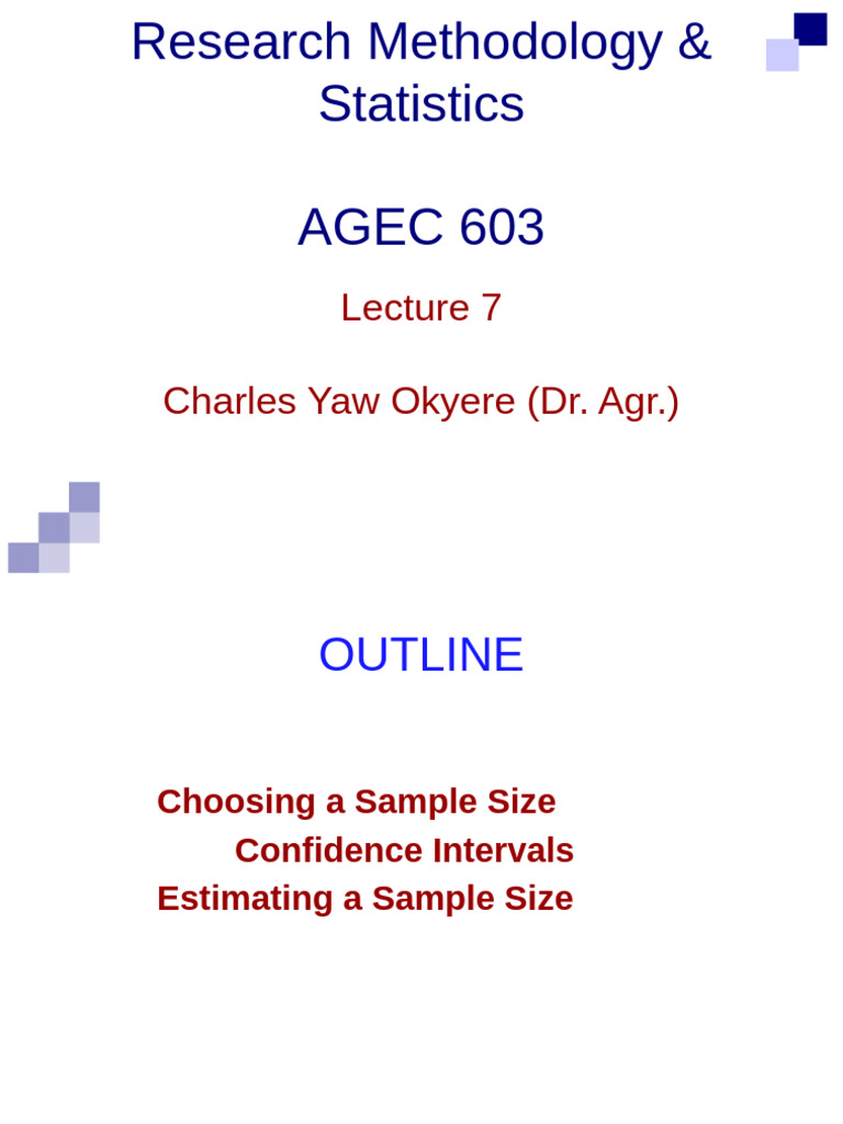 Research Methodology Lecture 7 | PDF | Sample Size Determination ...