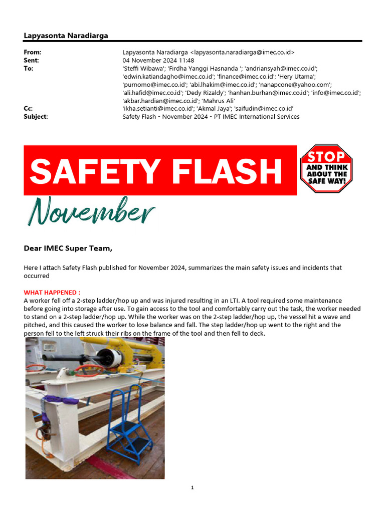 Safety Flash - Nov 2024 | PDF | Safety | Occupational Safety And Health