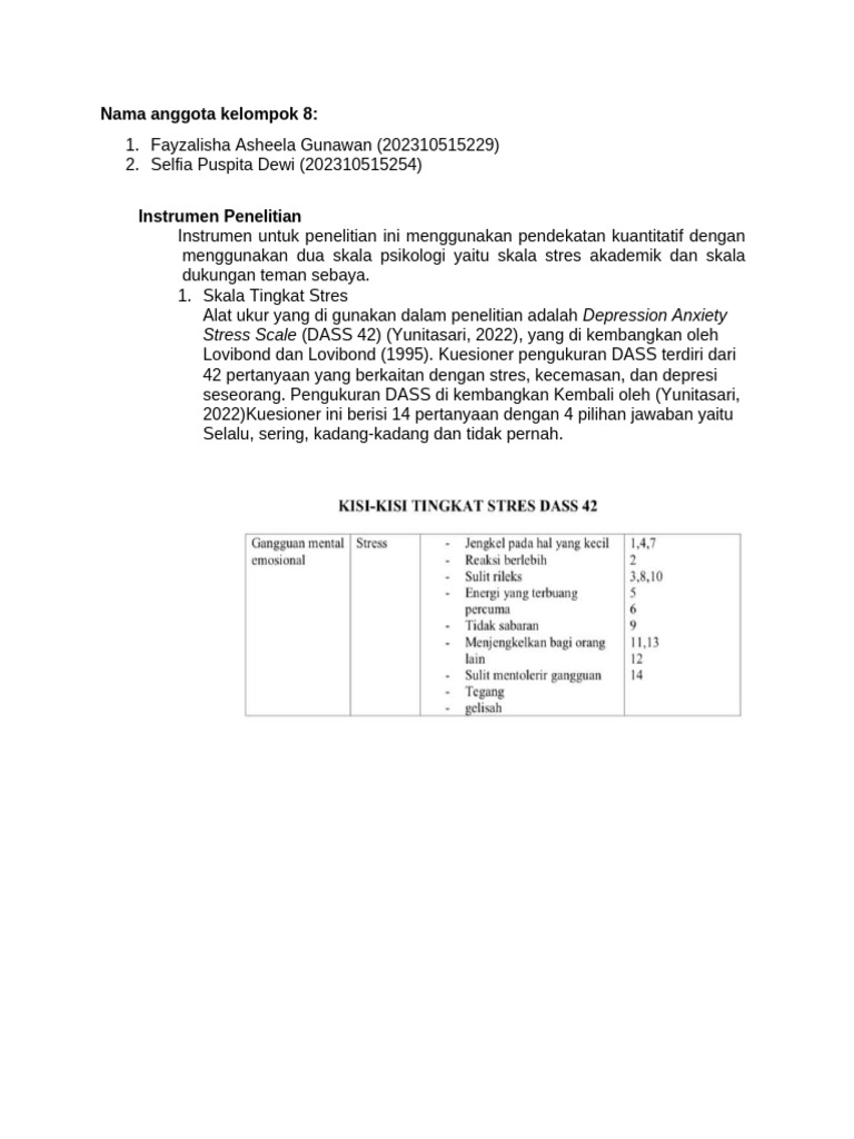 Kelompok 8 - Hubungan Dukungan Teman Sebaya Dengan Tingkat Stres Akademik Mahasiswa Dalam ...