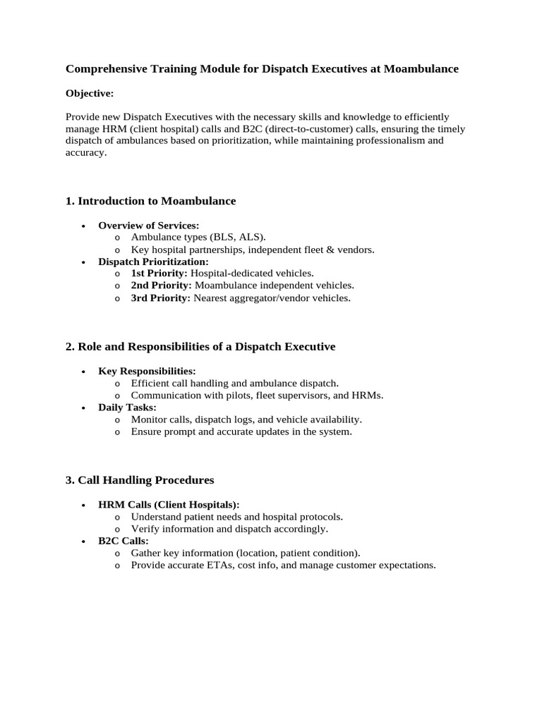 Dispatch Traing Module | PDF | Ambulance | Patient