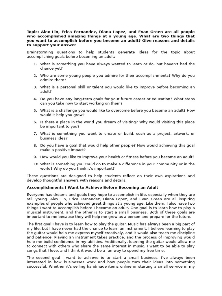 Essay Things You Want To Achieve - Teacher Notes | PDF | Goal | Leadership