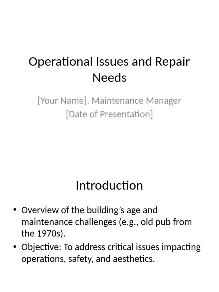 Operational Issues Repair Presentation | PDF