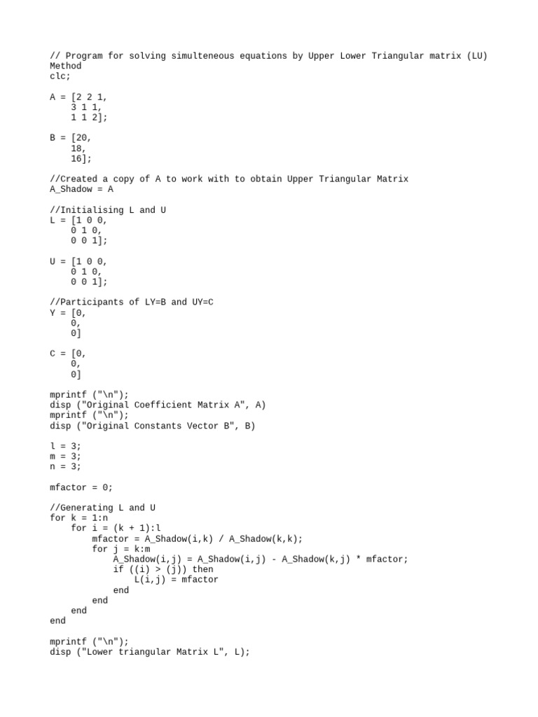 LU Method Final | PDF