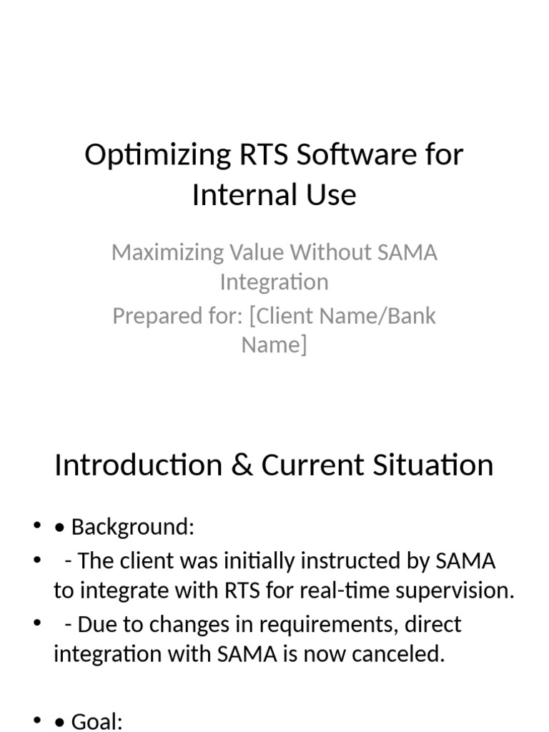 Optimizing RTS Software Internal Use | PDF