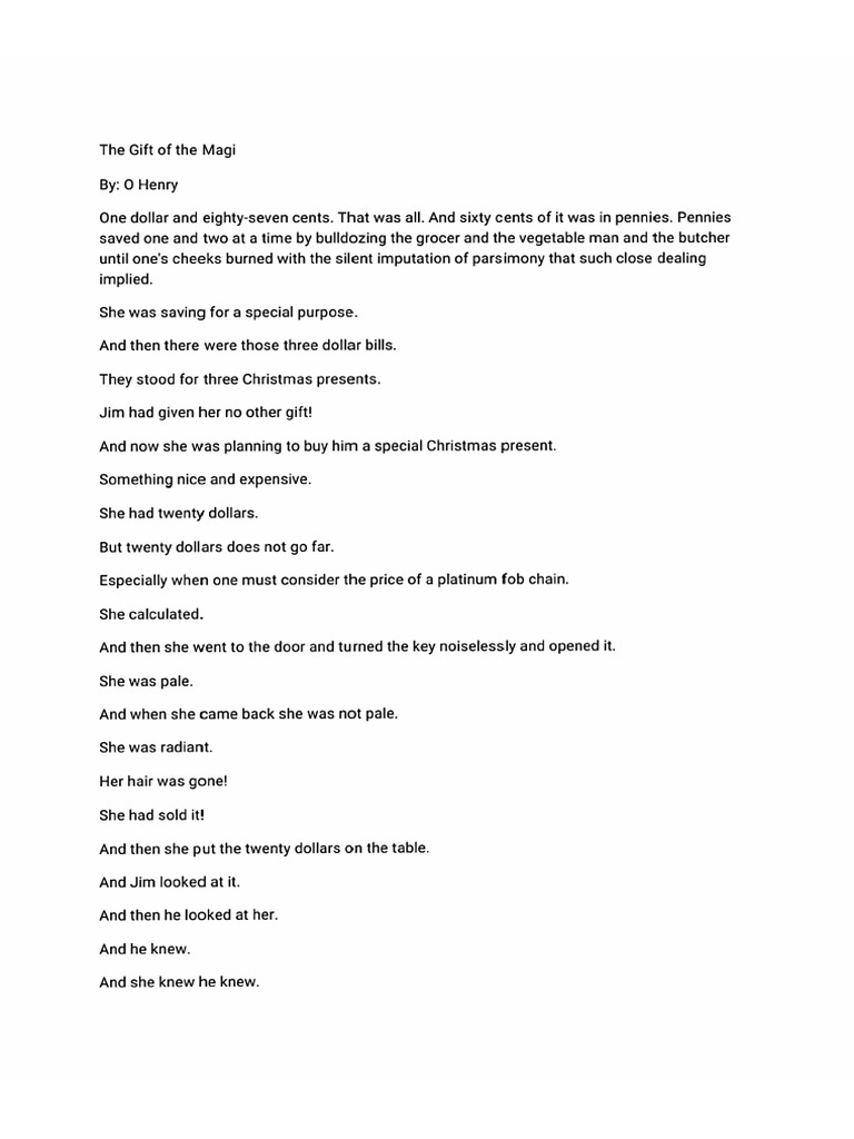 The Gift of the Magi Short Story | PDF