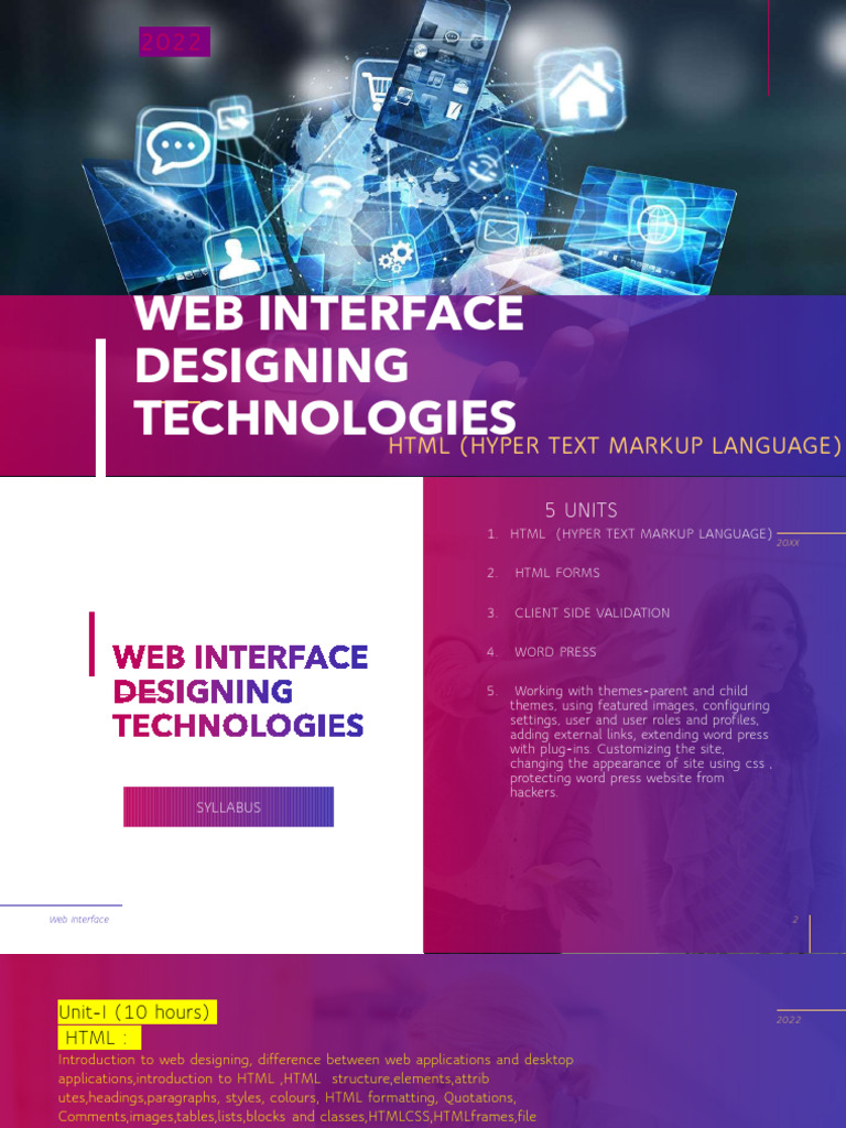 WEB INTERFACE DESIGNING TECHNOLOGIES HTML | PDF | Hyperlink | Html