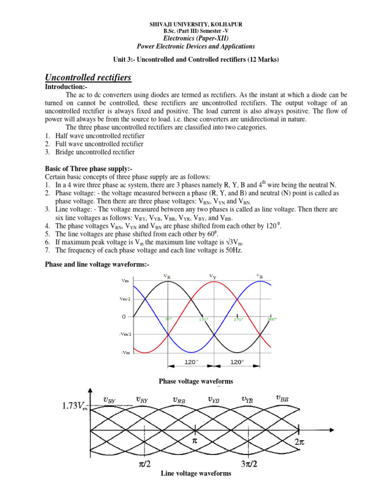 Paper XII Unil 3 Uncontrolled and Controlled rectifiers | PDF | Rectifier | Power Electronics