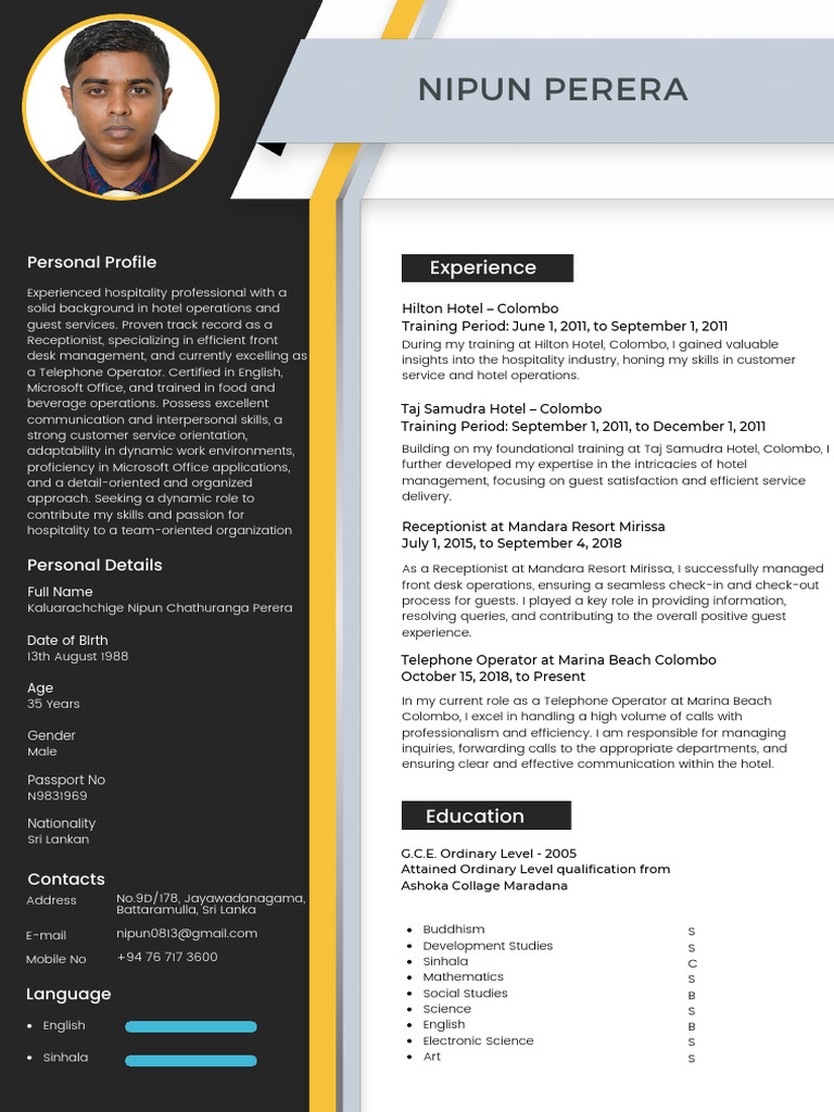 Nipun Perera CV Final -1 | PDF | Microsoft Office
