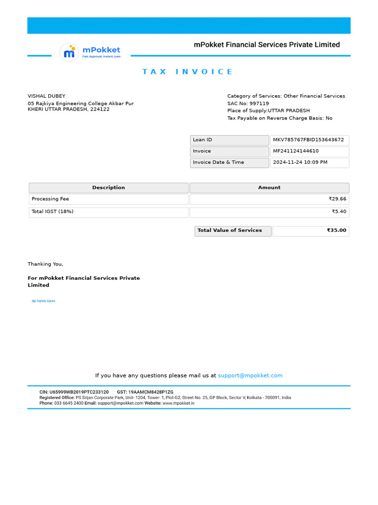 Financial Services Tax Invoice | PDF