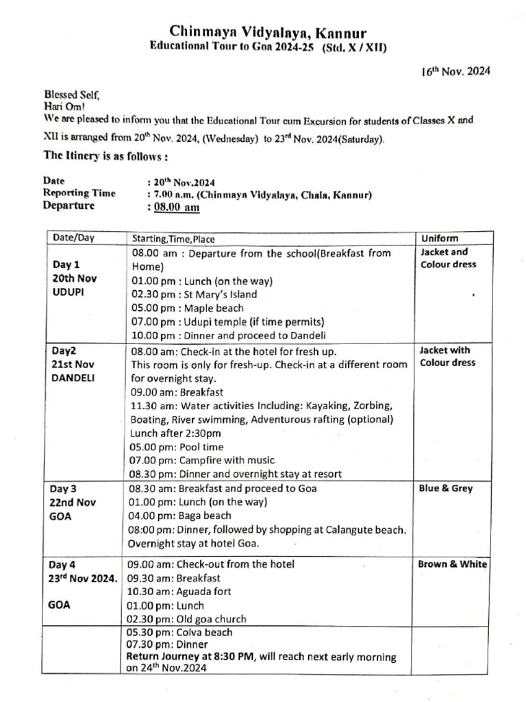Educational Tour To Goa | PDF