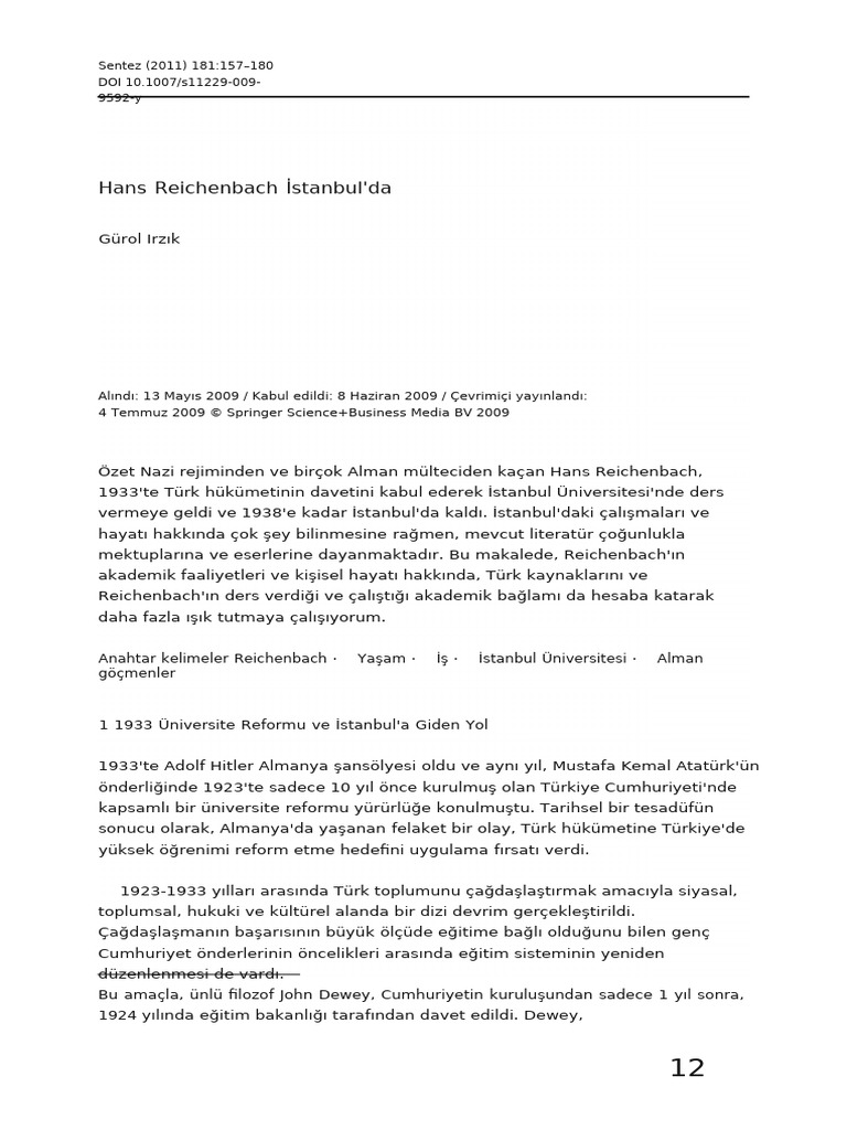 Hans Reichenbach in Istanbul | PDF