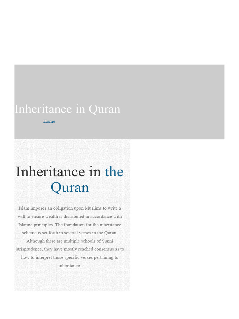 Inheritance in Quran - Islamic Wills USA | PDF | Inheritance | Surah