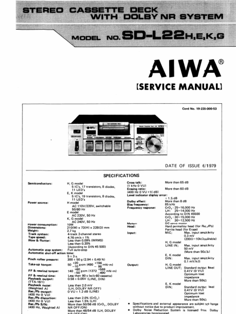 Aiwa sd-l22 SM | PDF