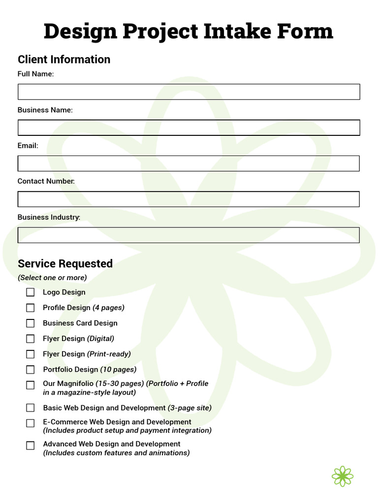 Chroma Hub Client Intake Form | PDF | Web Design | Websites
