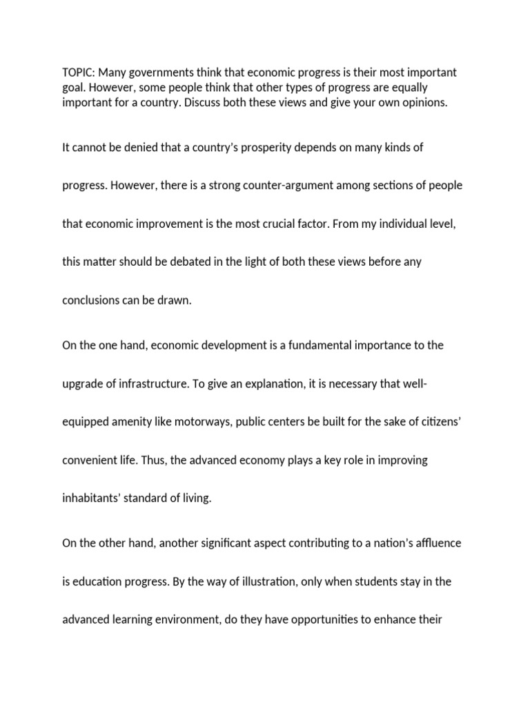 Many Governments Think That Economic Progress Is Their Most Important ...