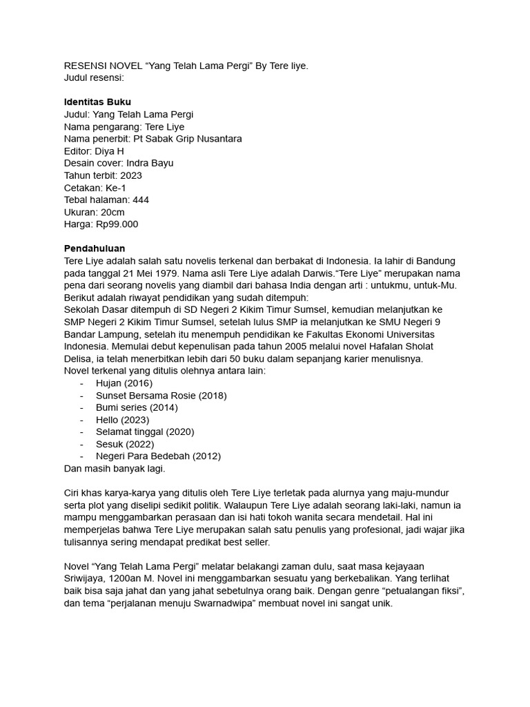 Resensi "Yang Telah Pergi" | PDF