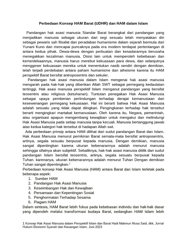 Perbandingan HAM Barat dan Islam | PDF