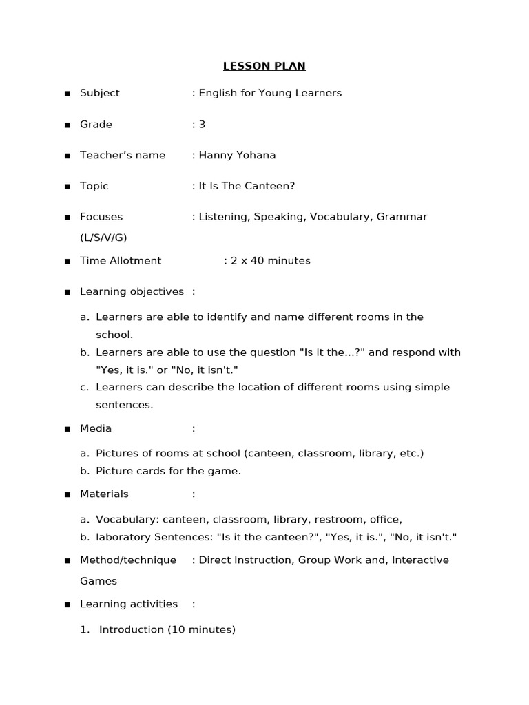 Hanny Yohana | PDF | Vocabulary | Lesson Plan