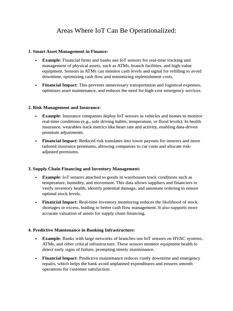 Areas Where IoT Can Be Operationalized | PDF | Internet Of Things | Banks
