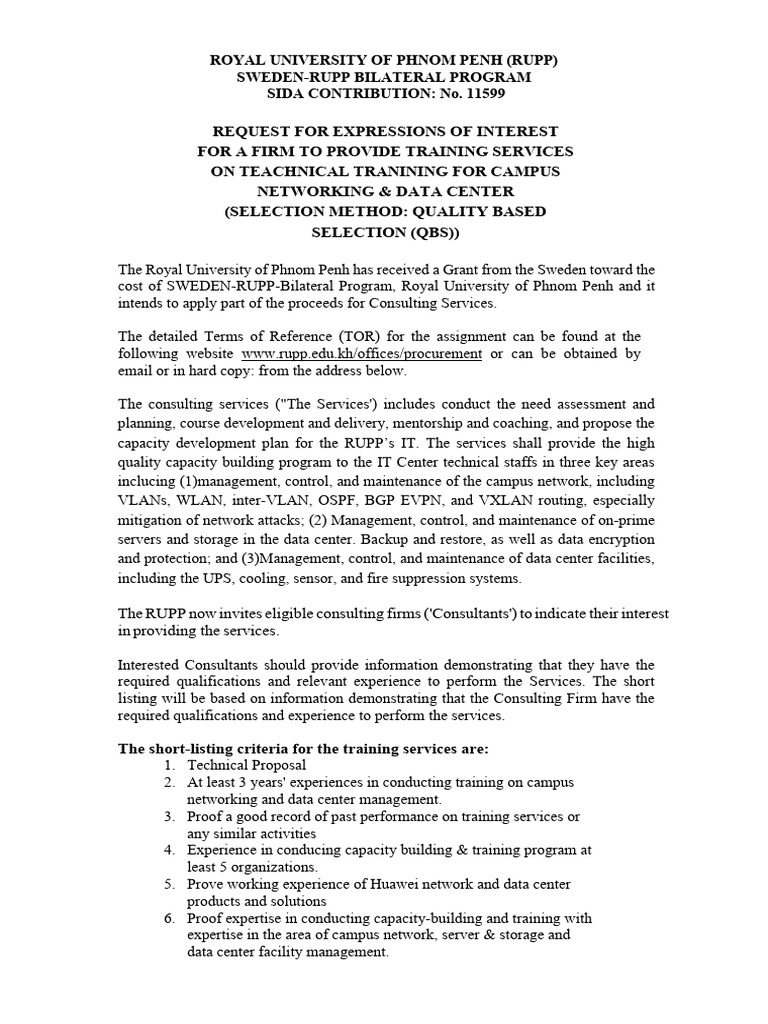 1 ToR Training Frim Updated 16 October 24 Final Updated | PDF | Computer Network | Data Center