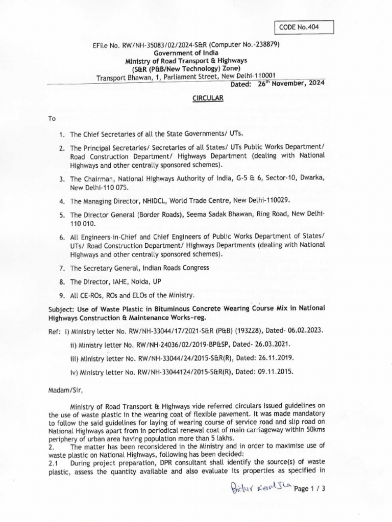 Use of Waste Plastic in Wearing Course Mix in NH | PDF