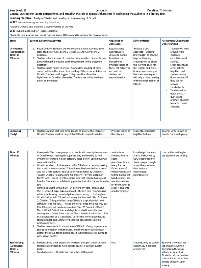 4042EDN Lesson 3 | PDF | Othello | Iago