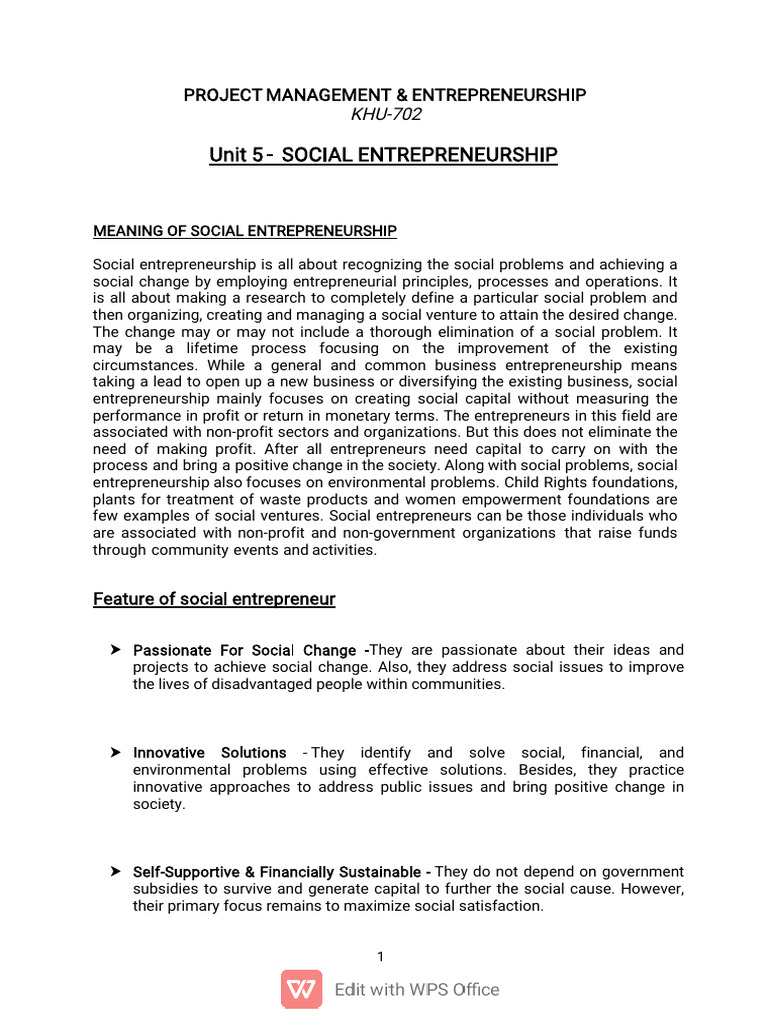 Unit 5 of Project Management and Entrepreneurship | PDF ...