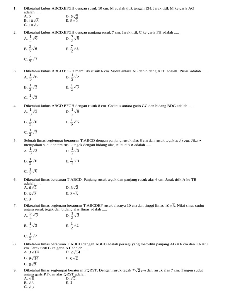 Kisi Kisi Matematika Kelas 12 TBSM | PDF