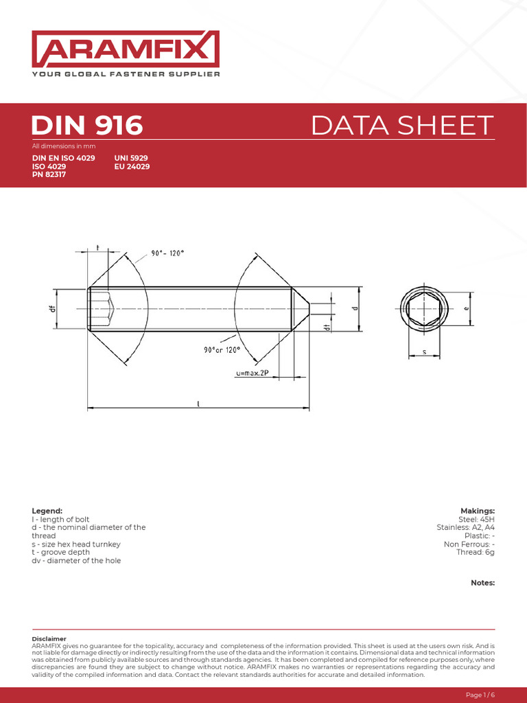 datasheet din 916 | PDF | Steel | Screw