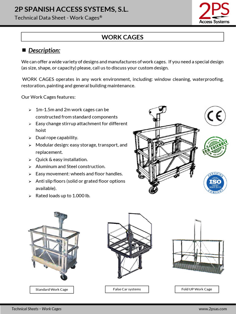 TECHNICAL SHEET - WORK CAGES_v1.0 | PDF