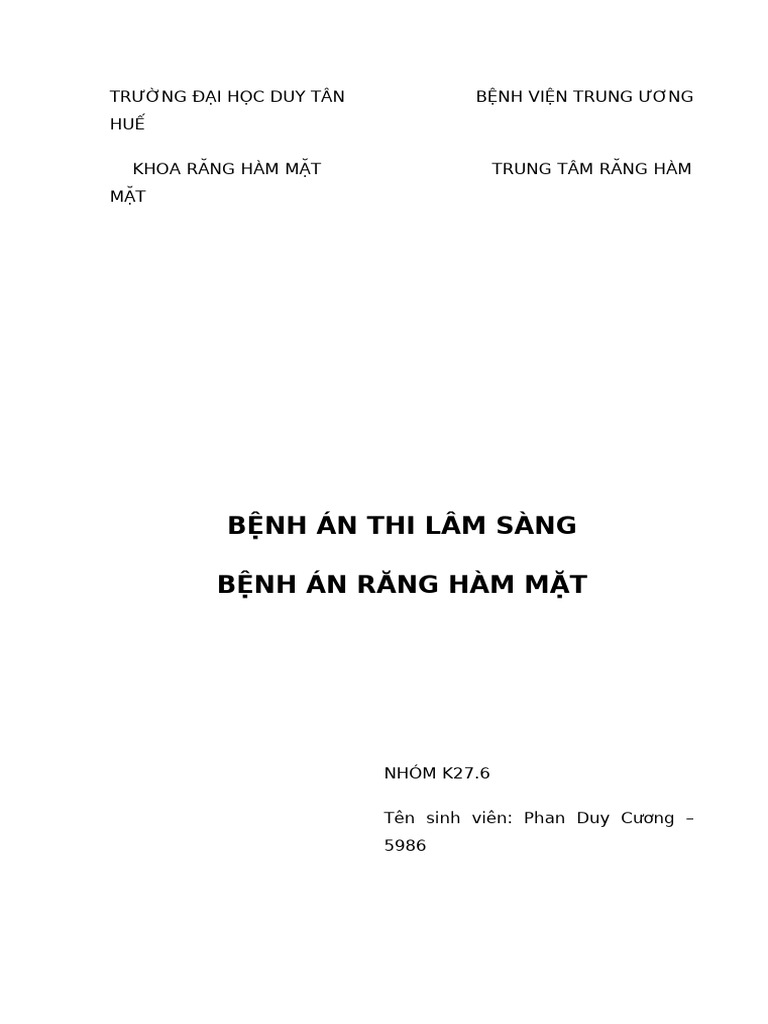 Bệnh án RHM | PDF