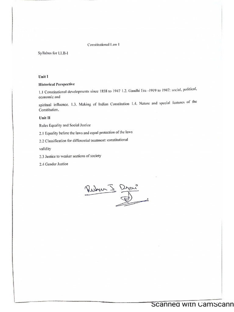 First Year LLB Internal Test Syllabus | PDF