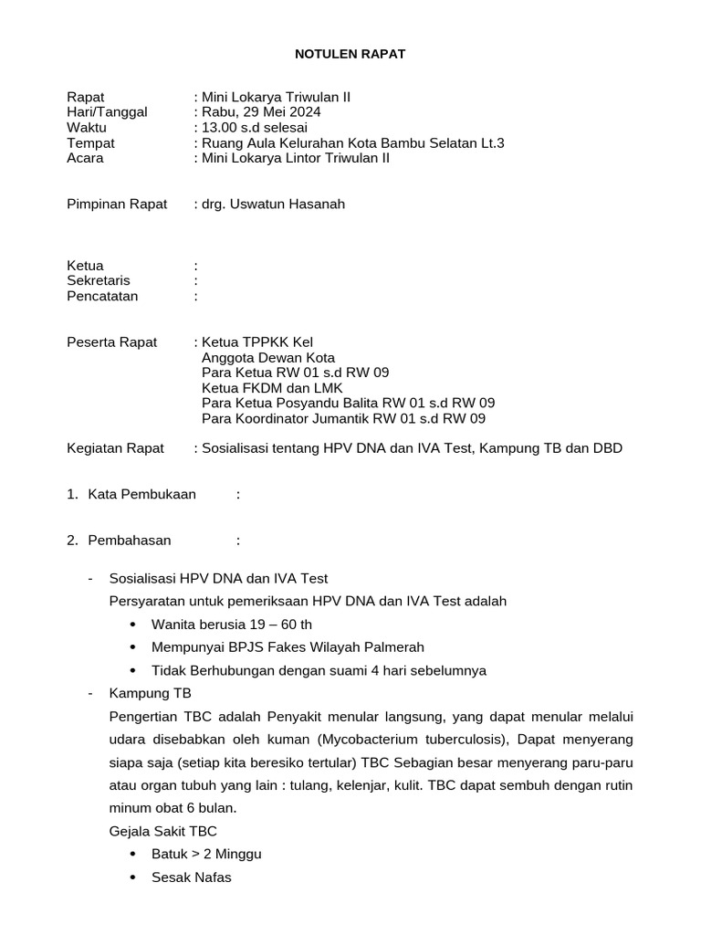Notulen Lintor TW 2 | PDF