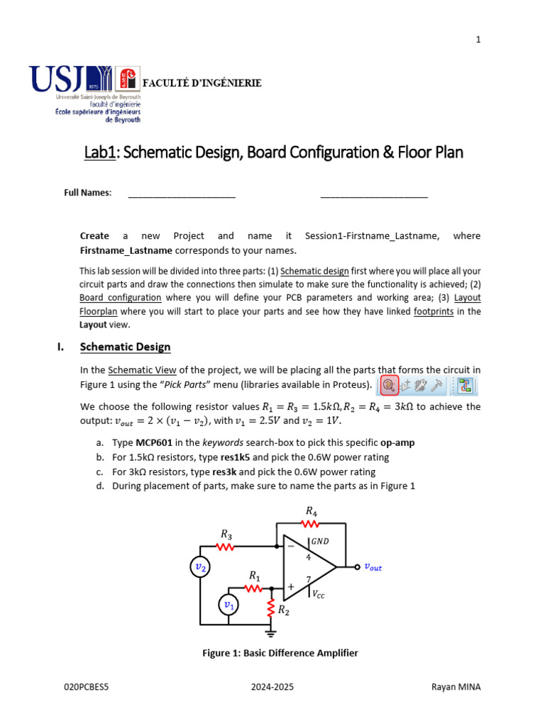 Lab-1 Schematic Design, Board Configuration and Floor Plan | PDF ...