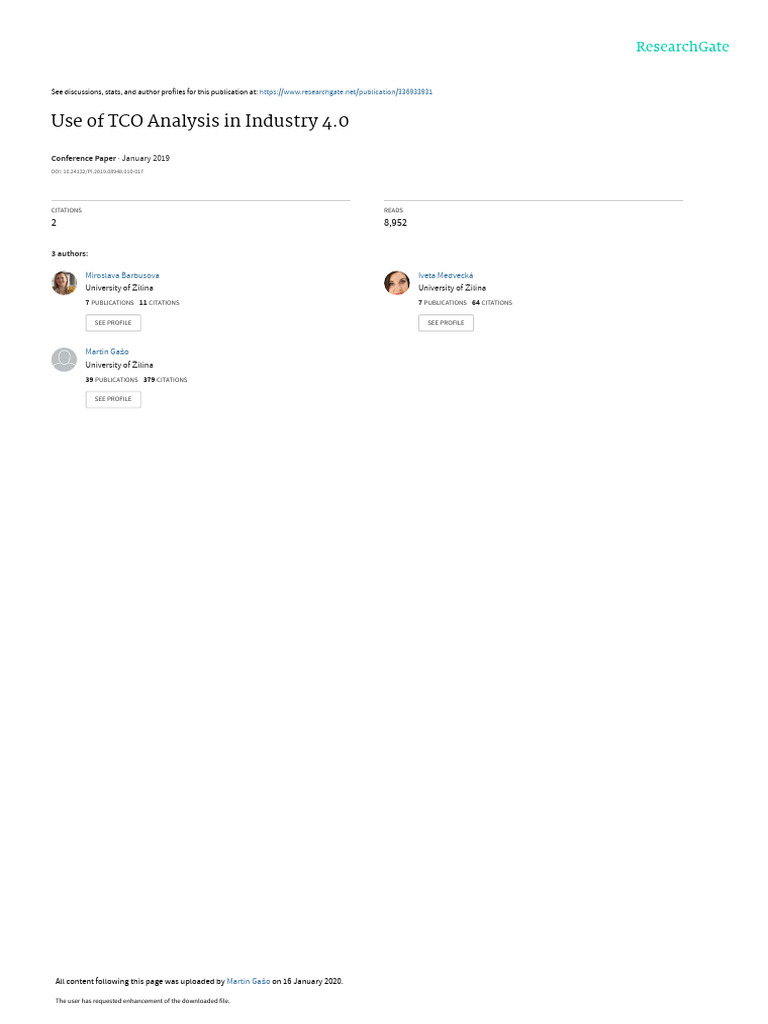 TCO Vs LCC Analysis - in - Industry - 40 | PDF | Total Cost Of Ownership | Life Cycle Assessment