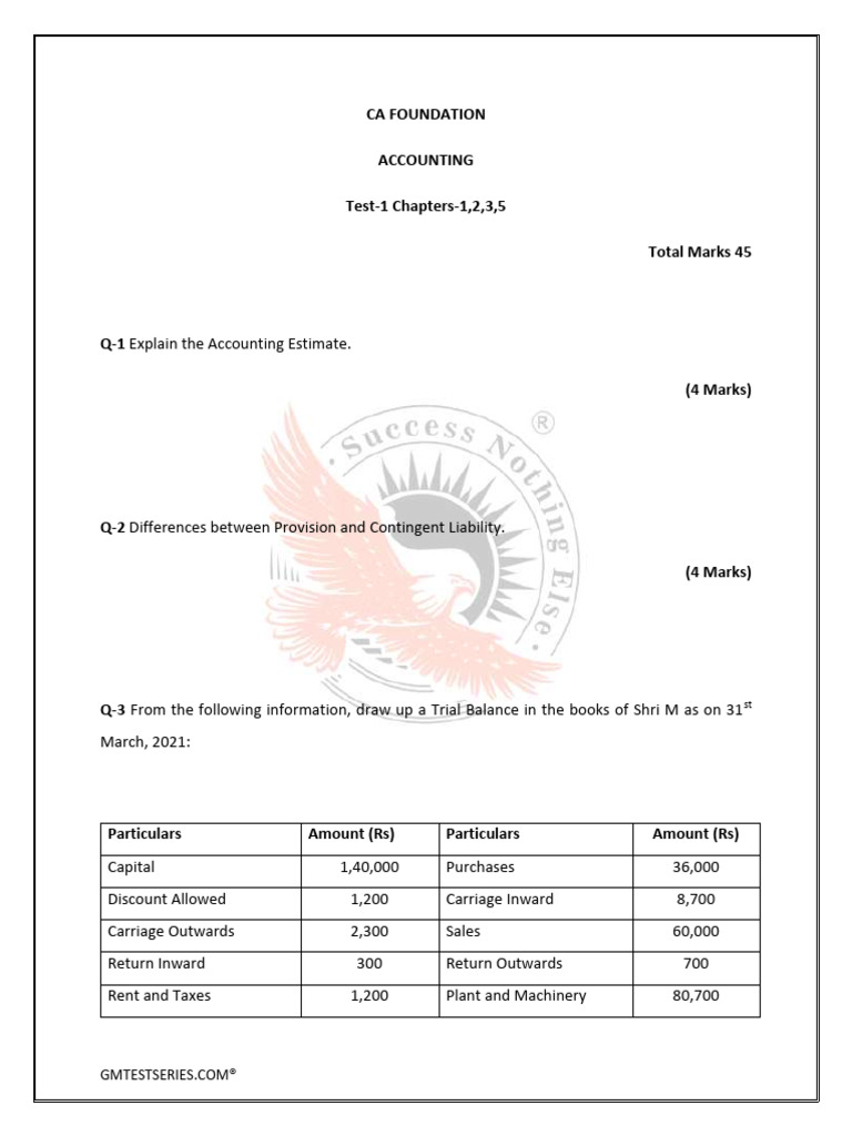 CAF Accounting Test 1 | PDF | Banks | Debits And Credits