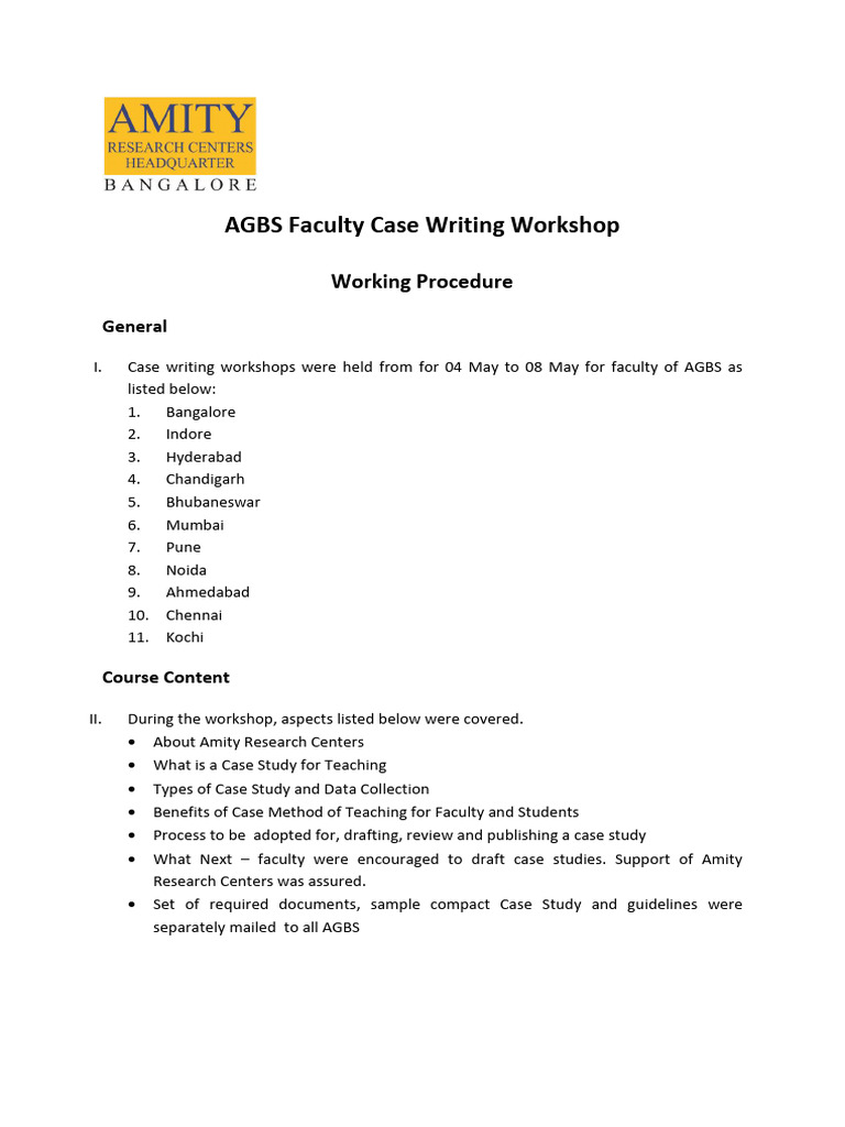 Case Writing Workshop | PDF