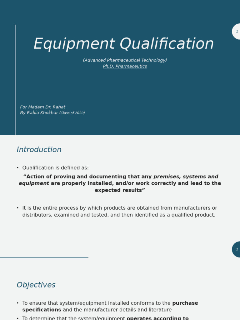 Equipment Qualification | PDF | Verification And Validation