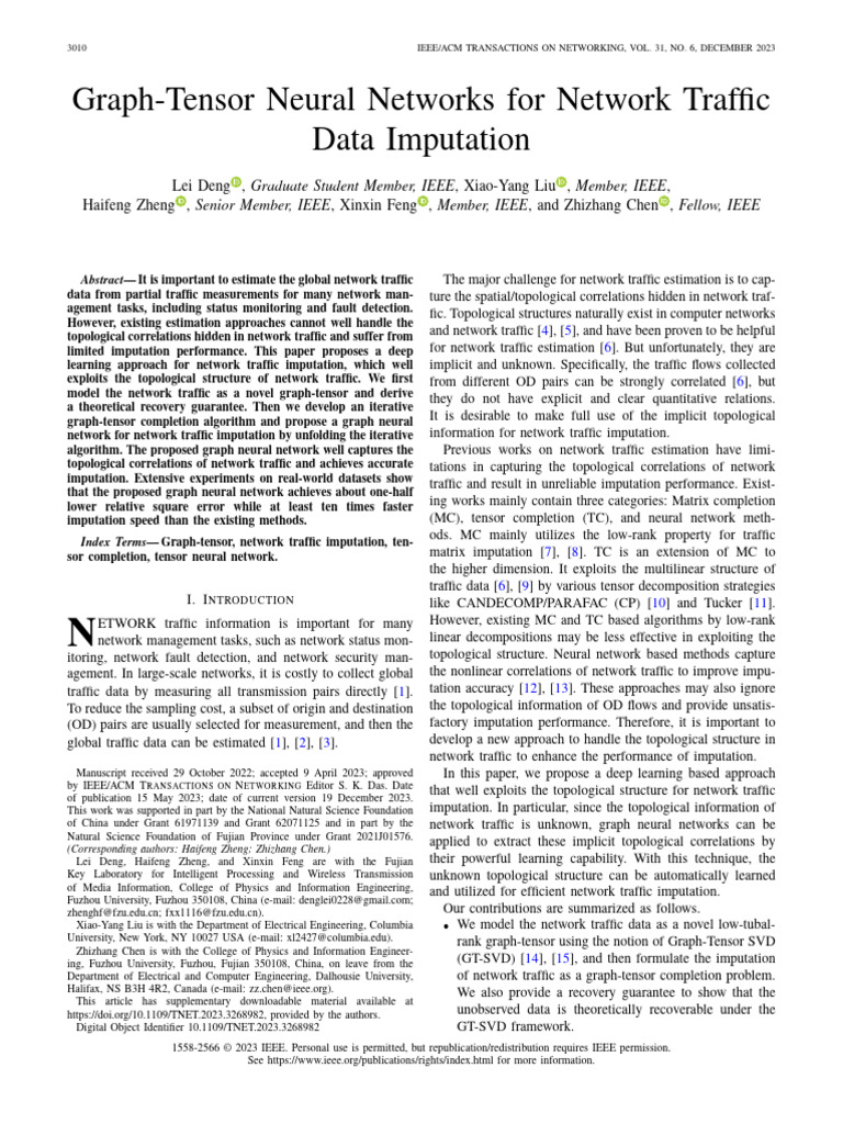 Graph-Tensor_Neural_Networks_for_Network_Traffic_Data_Imputation | PDF | Artificial Neural ...